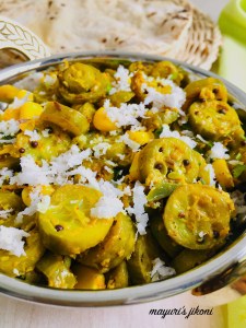 274. sweet corn and tindora shaak (vegetable) - Mayuri's Jikoni